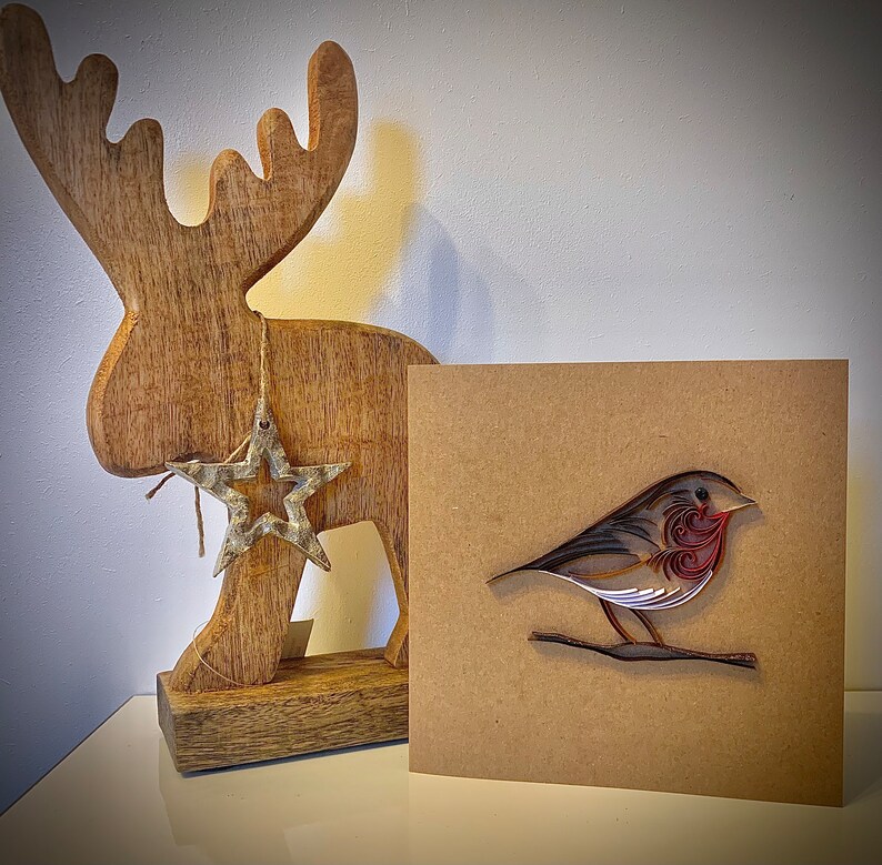 Christmas Card, Quilled Robin Christmas Card, Handmade, Quilling ...