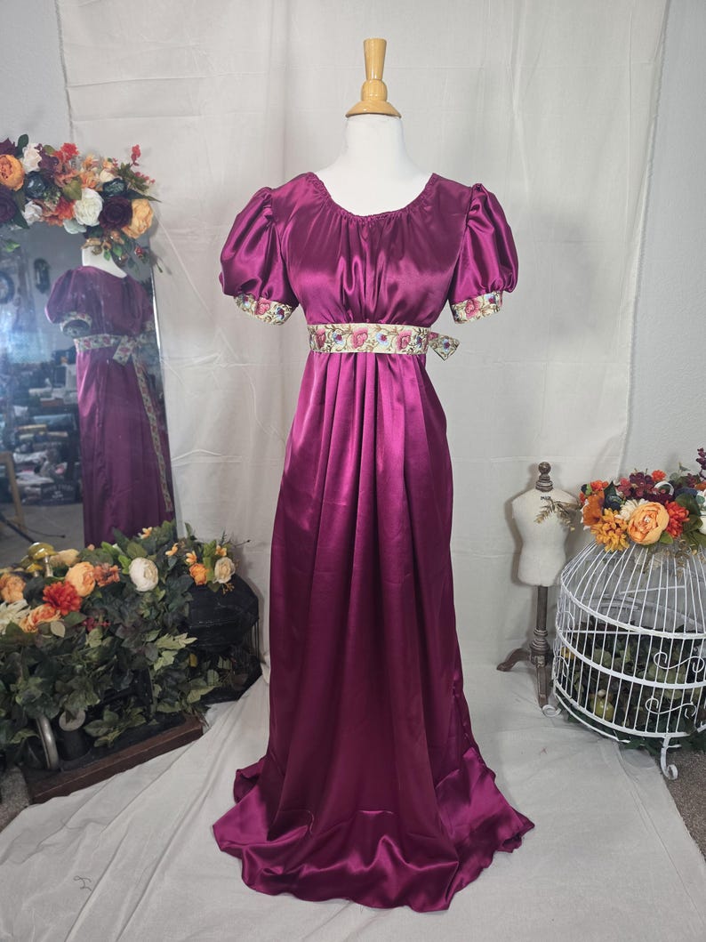 Plum Regency Gown With Train - Etsy UK