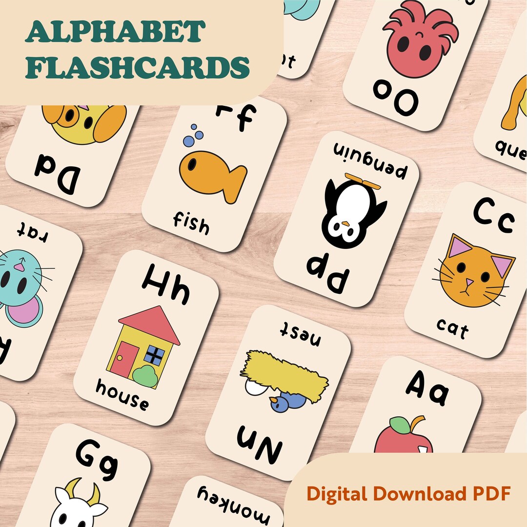 Printable Alphabet Flashcards for Kids, Preschool, Homeschool. Learn ...