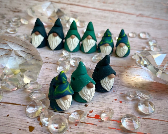 Garden Gnome Beads CHOOSE SET OF 3 or 6 Teal Green Kawaii Fairy Garden ...