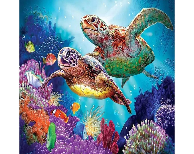 5D Sea Turtles Diamond Painting Kit Do It Yourself Diamond - Etsy