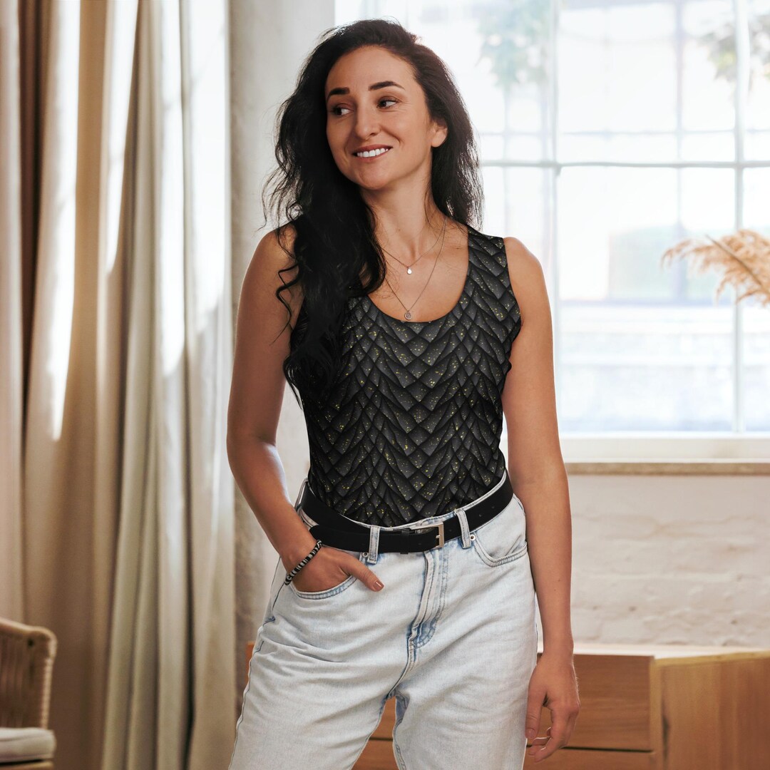 Black and Gold Dragon Scale Sports Tank - Etsy