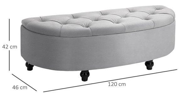 Semi circle Bed End Bench Ottoman With Storage Tufted Upholstered Accent Grey Etsy UK