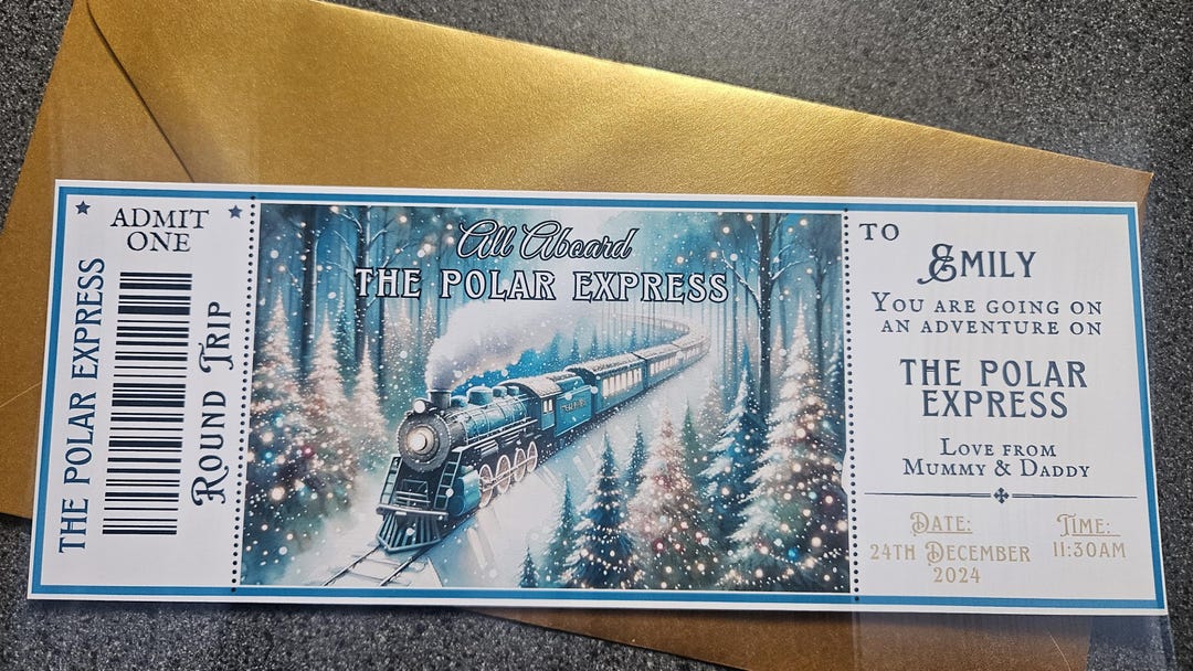 Personalised Polar Express Inspired Surprise Ticket Polar Express Round ...