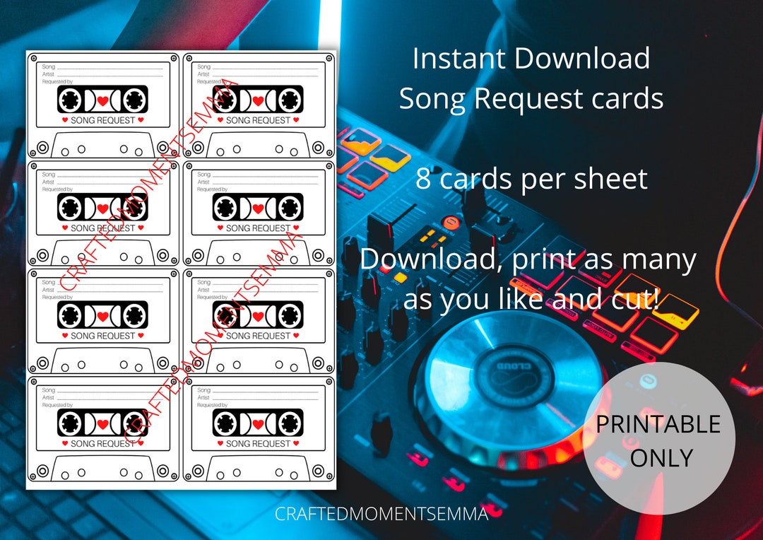 Karaoke Song Request Cards, Cassette Design (digital Download) - Etsy