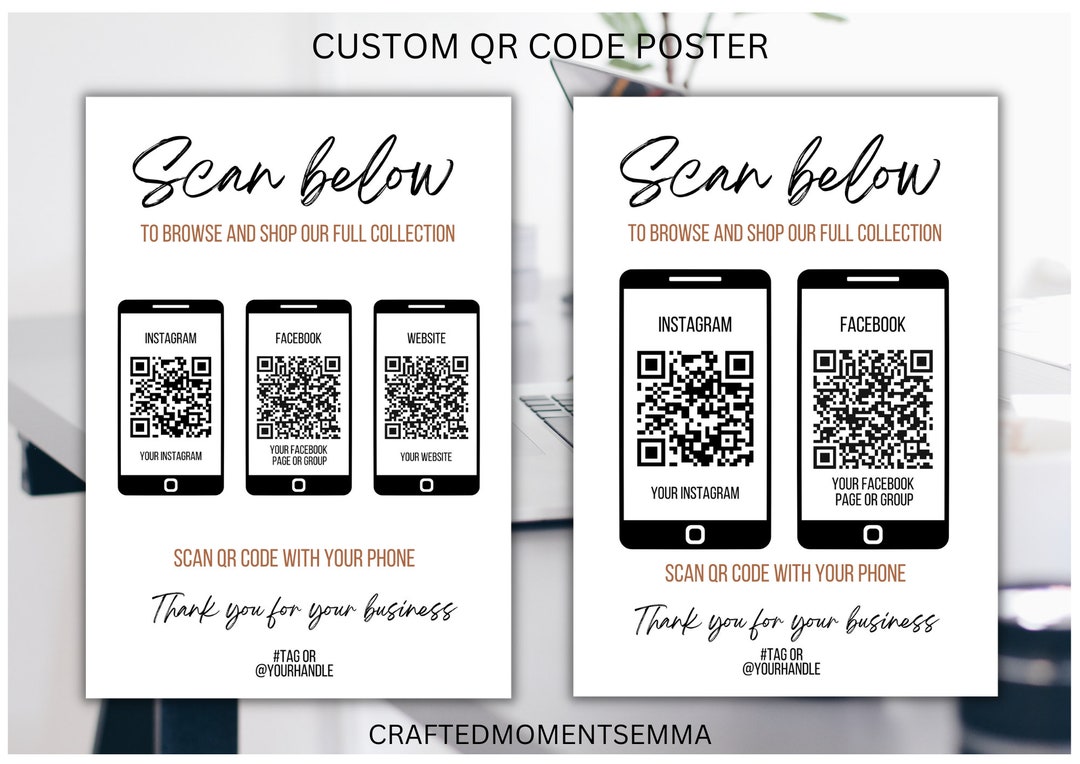 Custom QR Code Poster, Scan QR Code Print, Scan Below, Browse and Shop ...