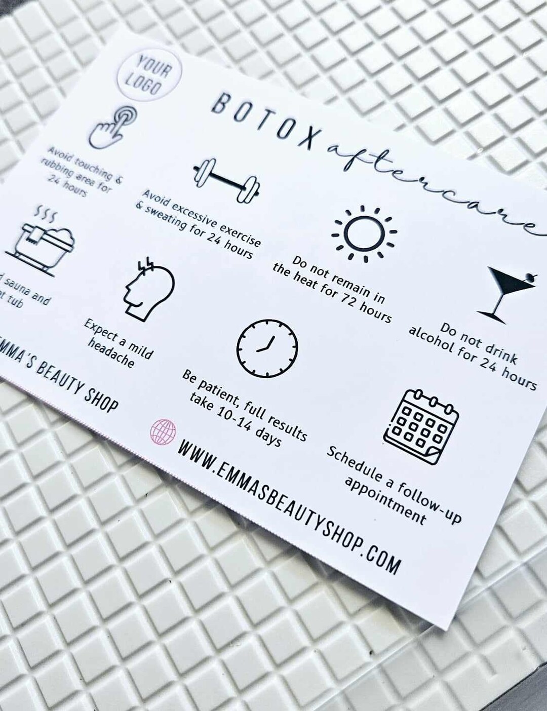 Custom Printed Botox Aftercare Cards, Aesthetics Business, Anti-wrinkle ...