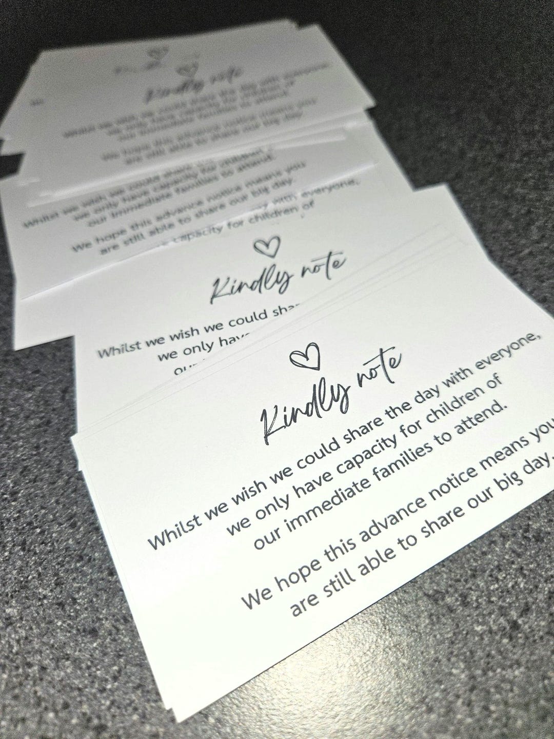 X10 Printable DAY Kindly Note No Children at Wedding Cards, Immediate ...