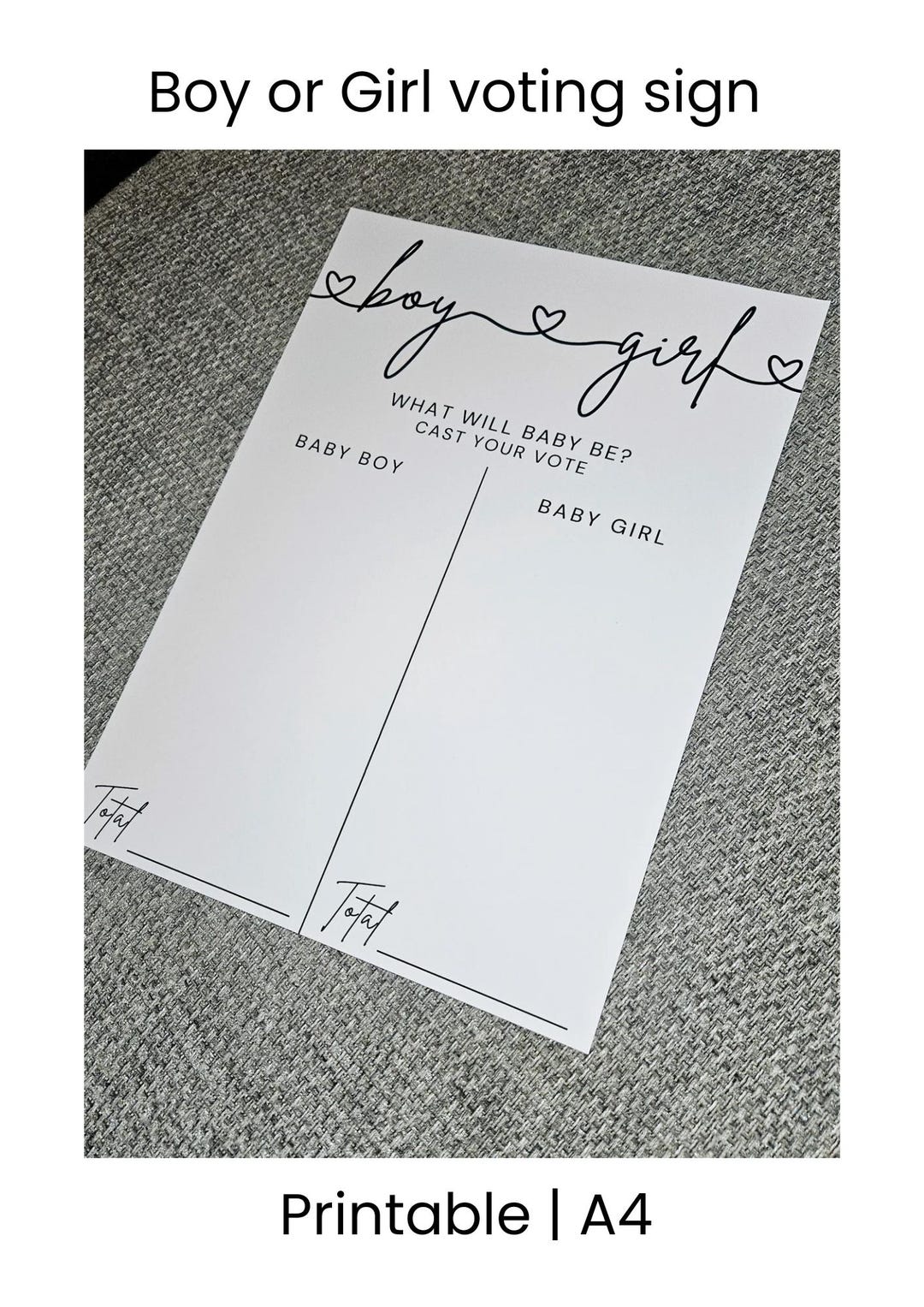 Boy or Girl Voting Sign, Baby Shower Game, Gender Reveal Game ...