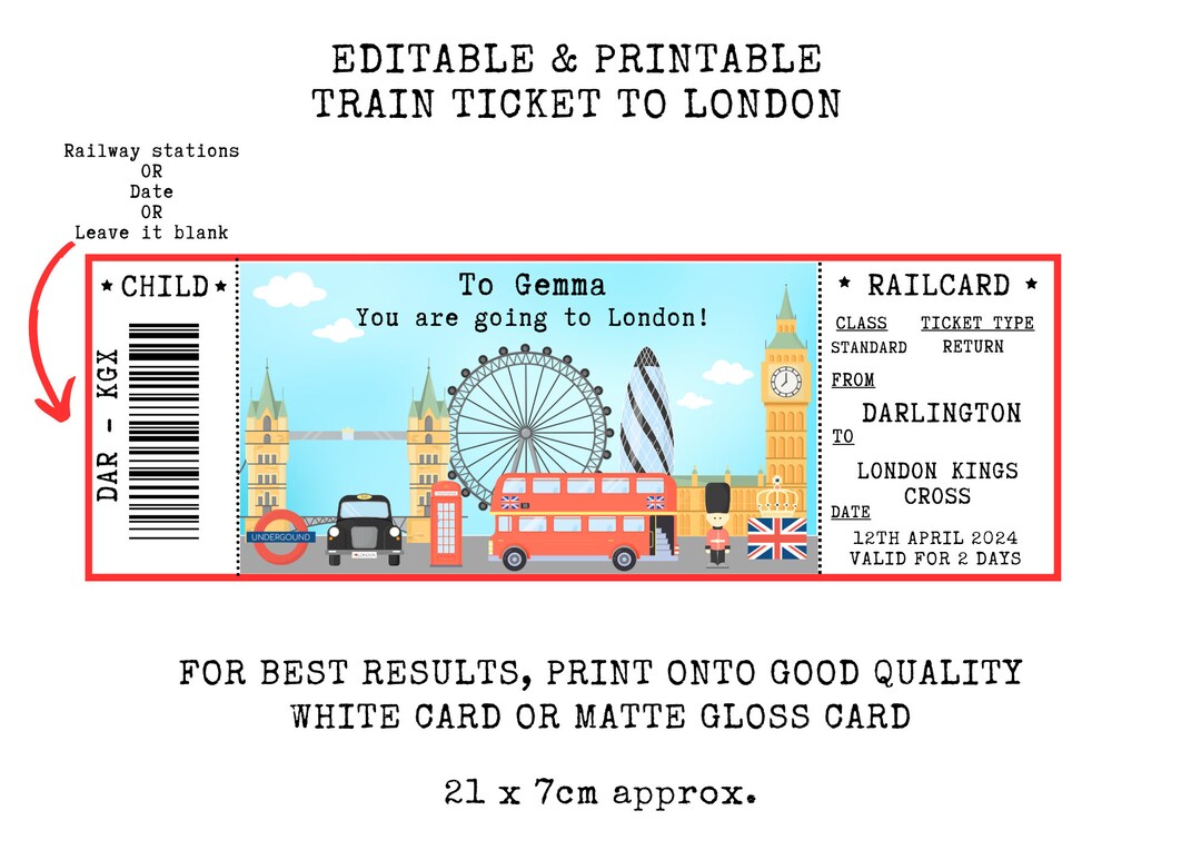 Editable & Printable Surprise Train Ticket Gift for Children, Surprise ...