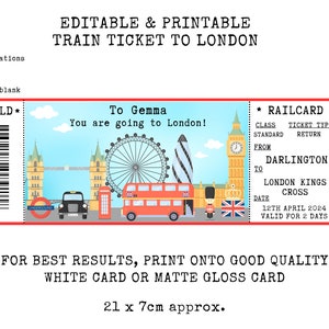Editable & Printable Surprise Train Ticket Gift for Children, Surprise ...
