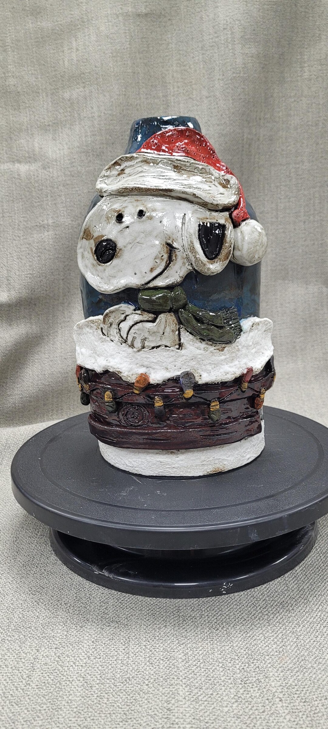 Southern Folk Art Christmas Snoopy Pottery Jug - Etsy