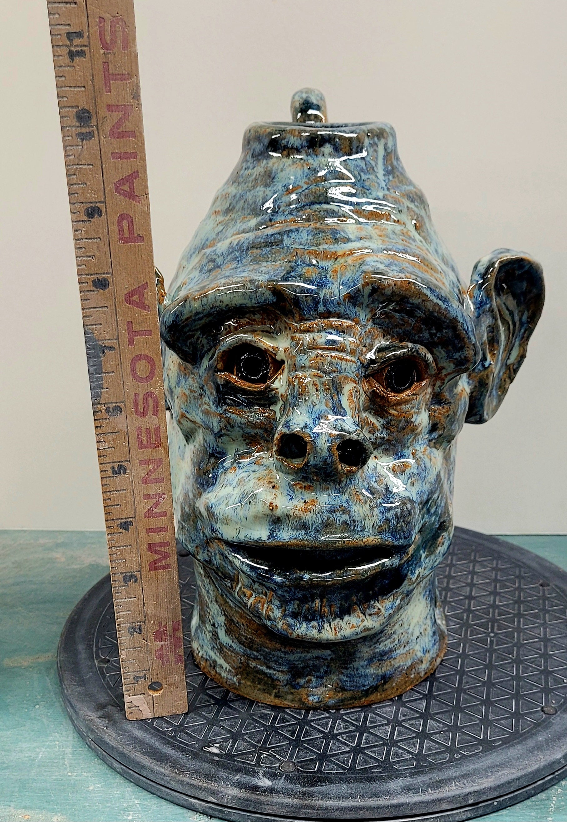 Southern Folk Art Blue Monkey Face Jug - Etsy