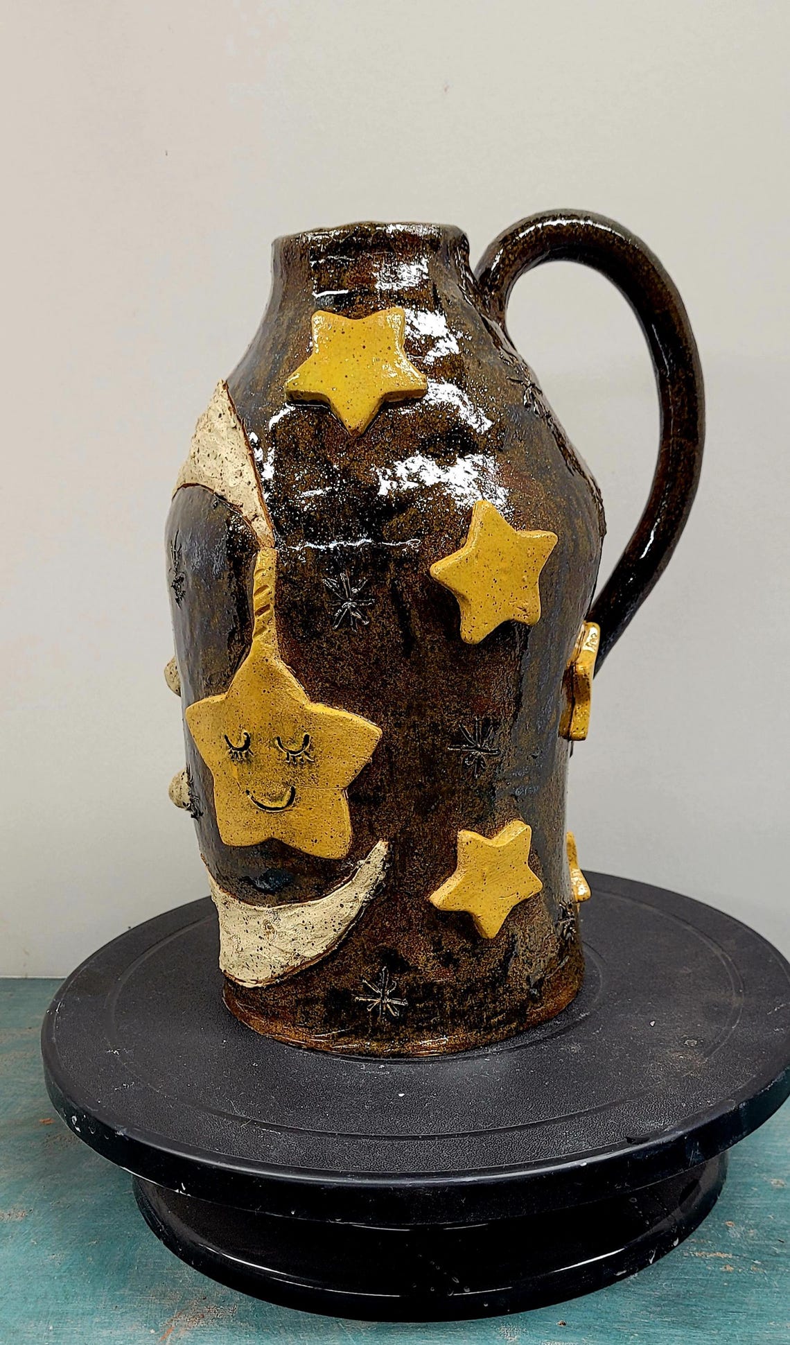 Southern Folk Art Moon and Stars Jug - Etsy
