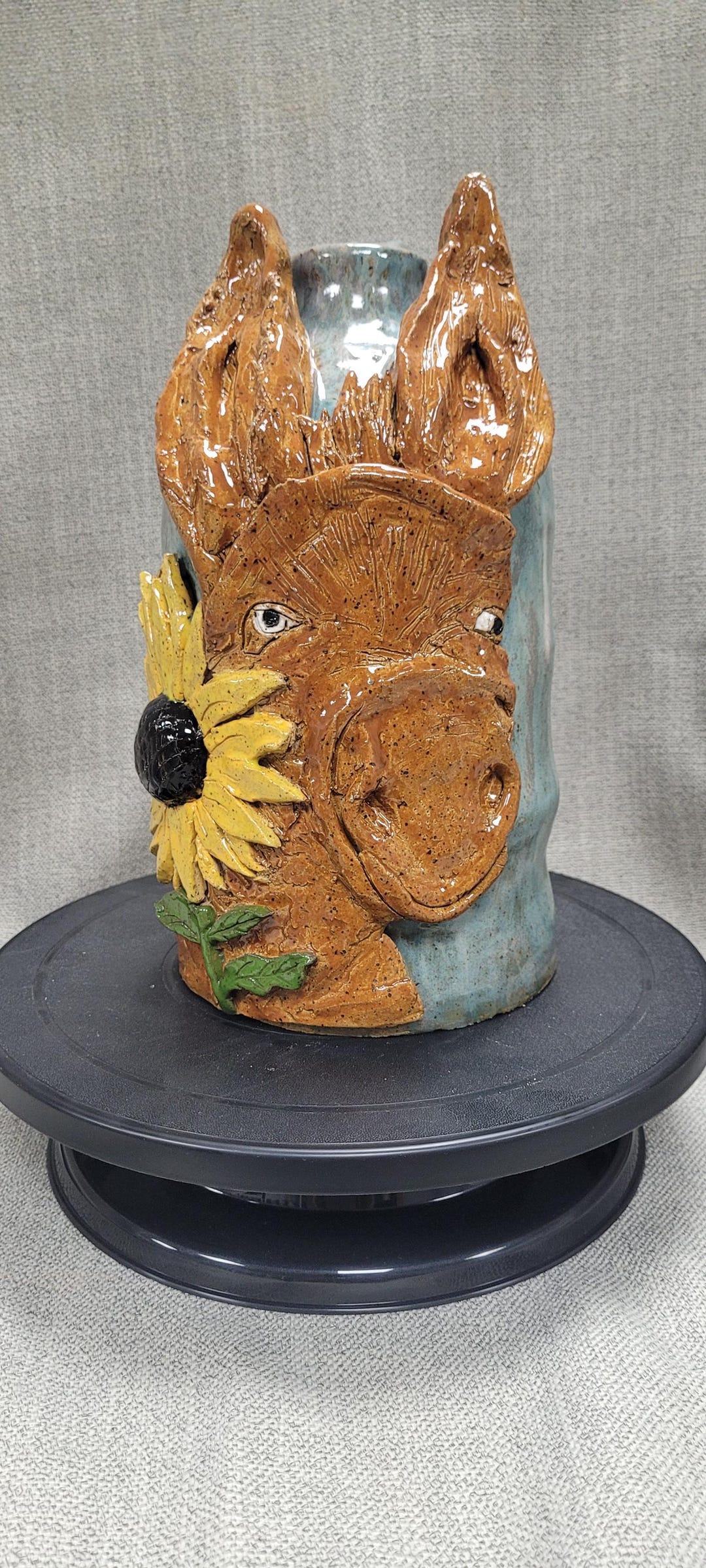 Southern Folk Art Mule and Sunflower Face Jug - Etsy