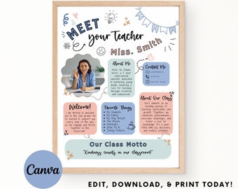Meet the Teacher Template, Editable Teacher Printable, Boho Meet the ...