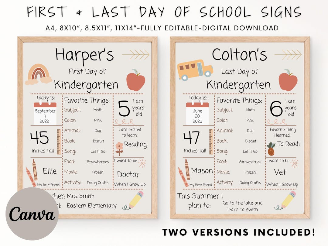 Printable Editable Back to School Sign, First Day of School Sign ...