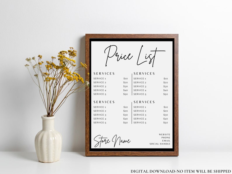 Price List Sign Editable Price List Sign Printable Beauty - Etsy