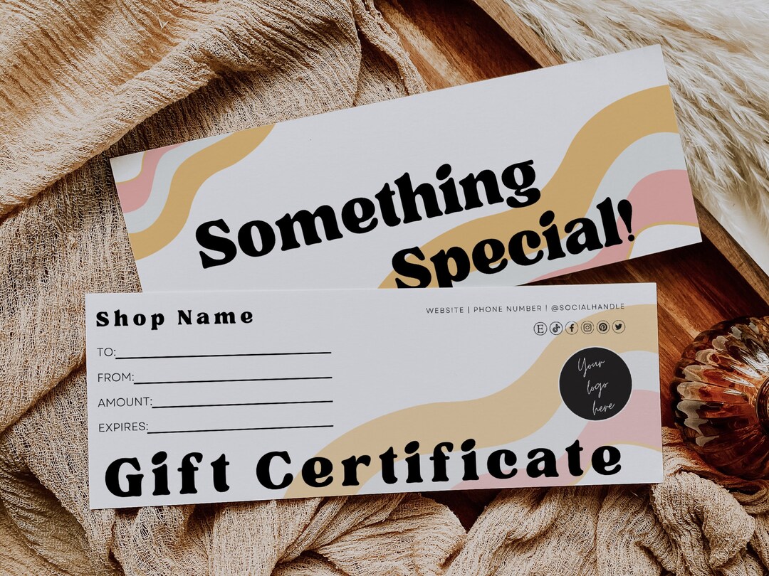 Retro Gift Certificate Template, Printable Gift Voucher, Editable Gift ...