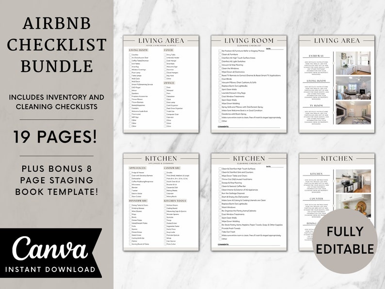 Airbnb Checklist Template Bundle Editable Airbnb Inventory - Etsy