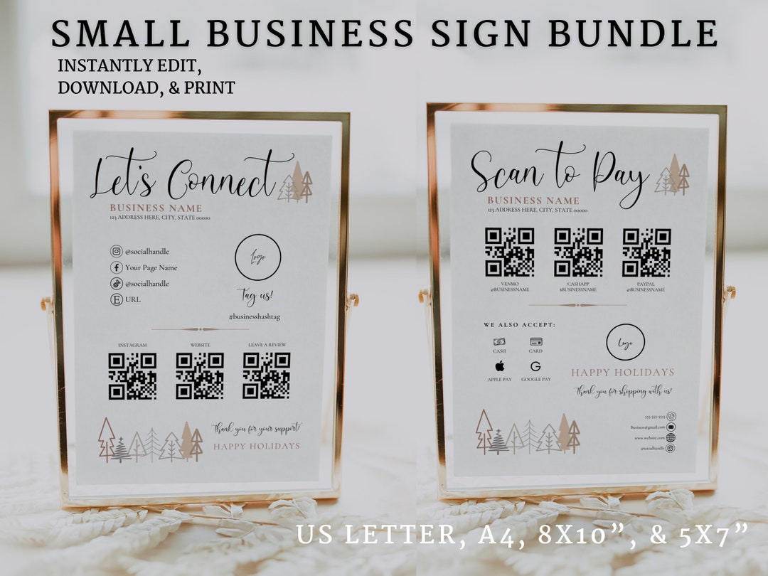 Holiday Business Sign Templates Bundle, Social Media Sign Printable ...