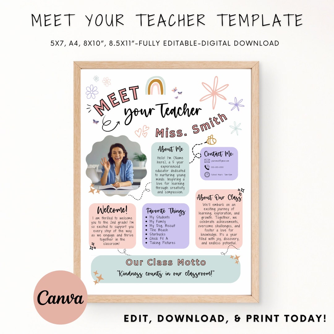 Meet the Teacher Template, Back to School Flyer, Teacher Introduction ...