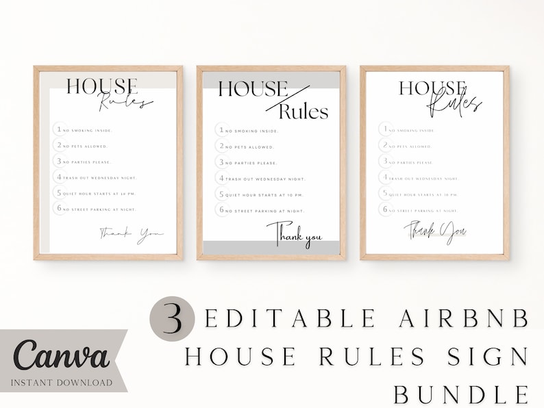 Airbnb House Rules Sign Bundle Template Editable Airbnb - Etsy