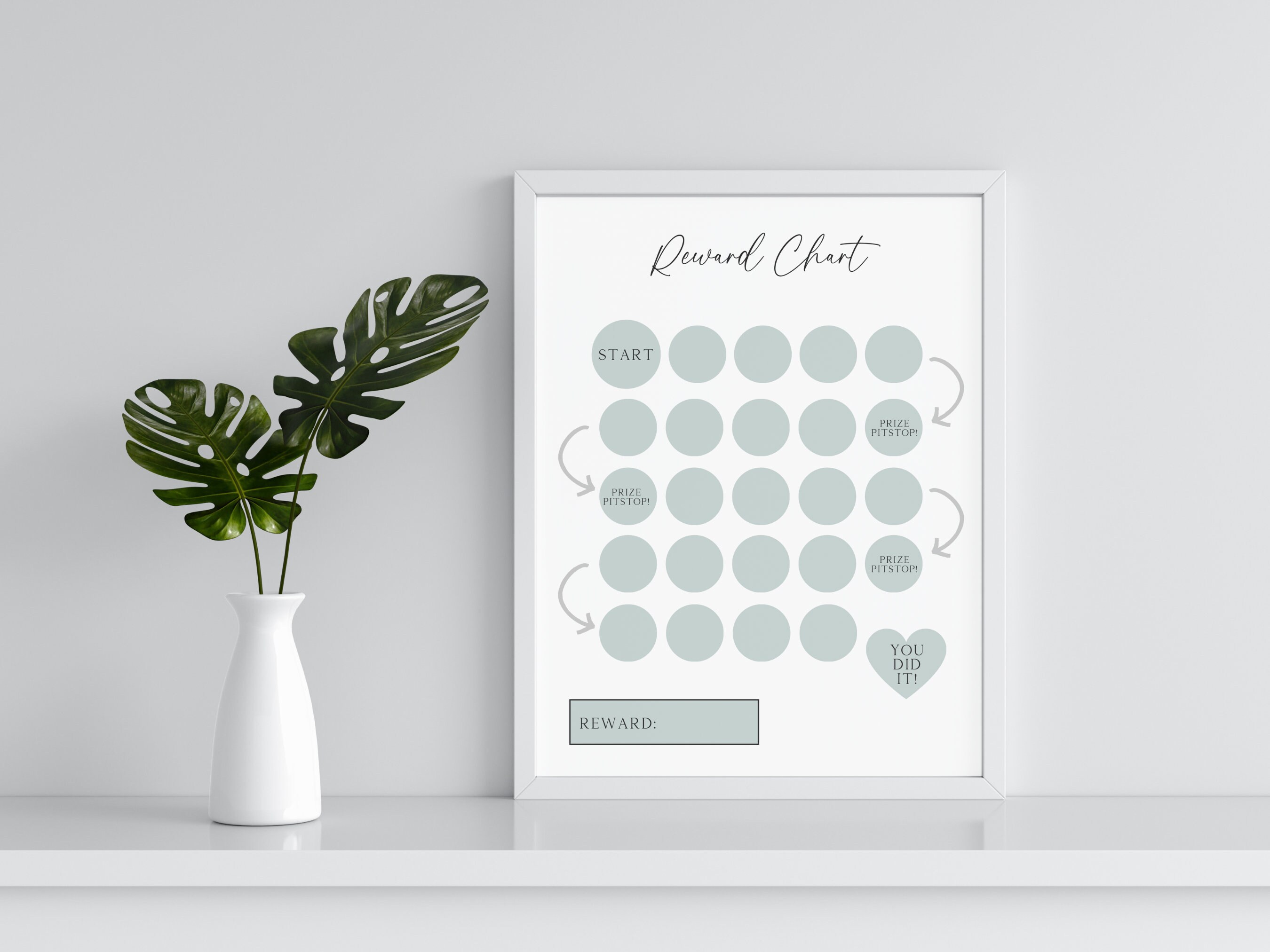 Printable Minimal Reward Chart, Printable Green Behavior Chart, Daily ...