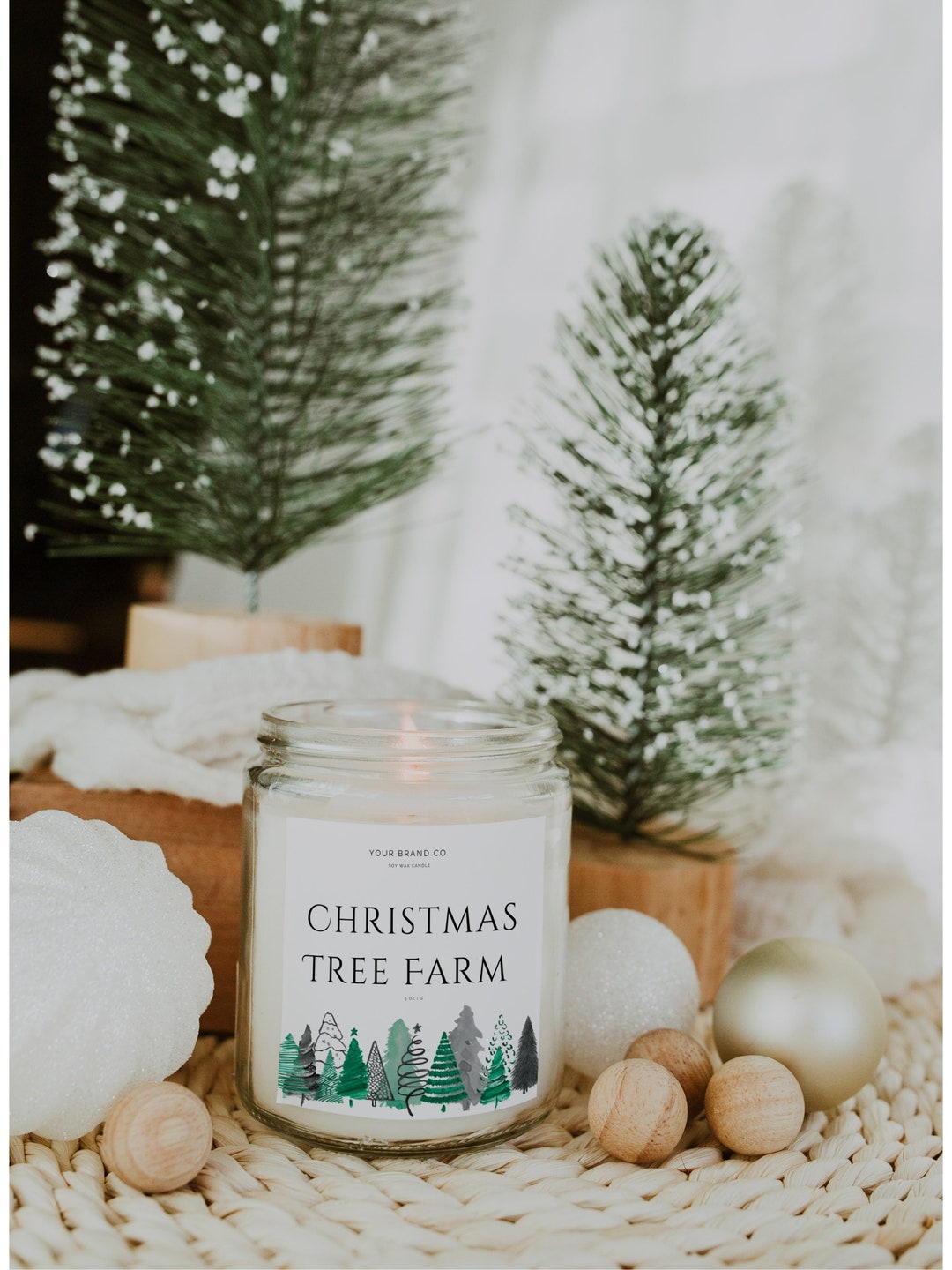 Holiday Candle Label Template, Editable Candle Label Design, Christmas ...