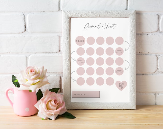 Editable Pink Floral Reward Chart, Floral Behavior Chart, Pink & Gold ...