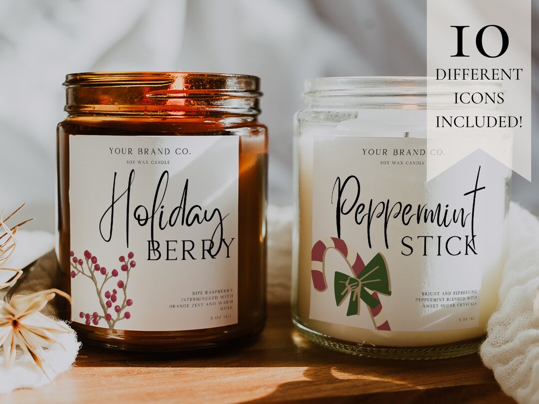 Holiday Candle Label Template Editable Candle Label Design - Etsy