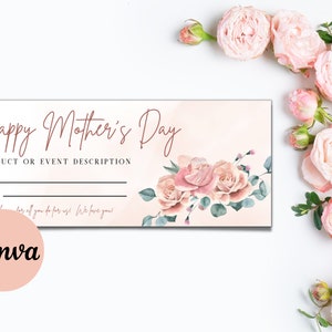 Mother's Day Gift Card Template, Printable Gift Voucher, Editable Gift ...