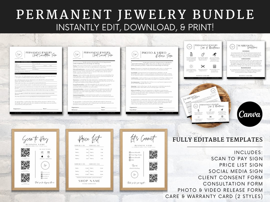 Permanent Jewelry Business Starter Kit, Permanent Jewelry Consent Forms ...