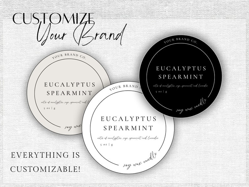 Round Candle Label Template Editable Candle Lid Sticker - Etsy