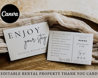 Airbnb Host Thank You Card Editable Airbnb Template - Etsy