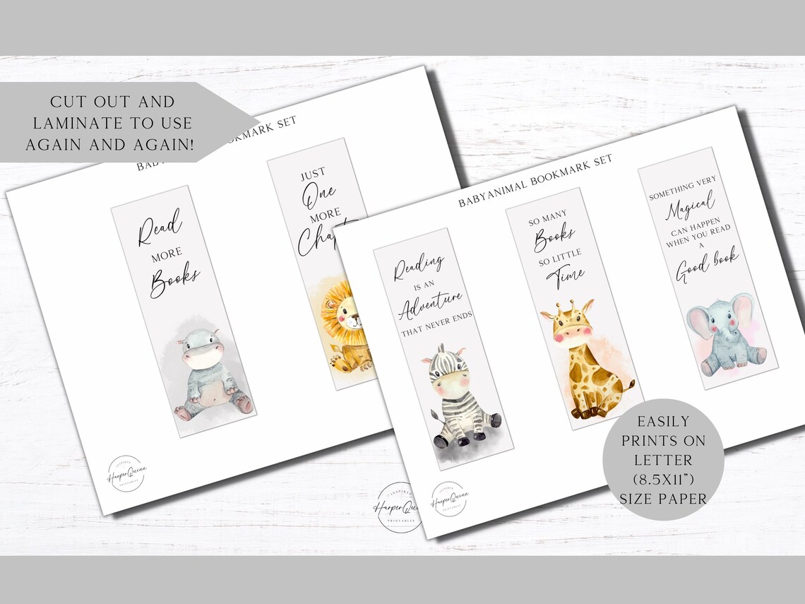 Printable Bookmarks for Kids Animal Bookmarks Cute - Etsy