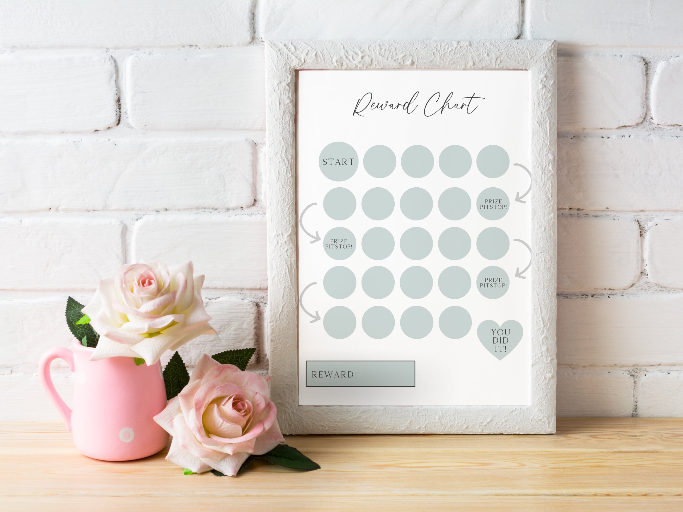 Printable Minimal Reward Chart, Printable Green Behavior Chart, Daily ...