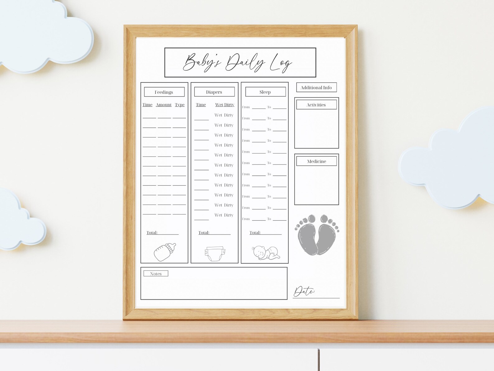 Baby Daily Log Infant Daily Log Newborn Daily Log Baby - Etsy