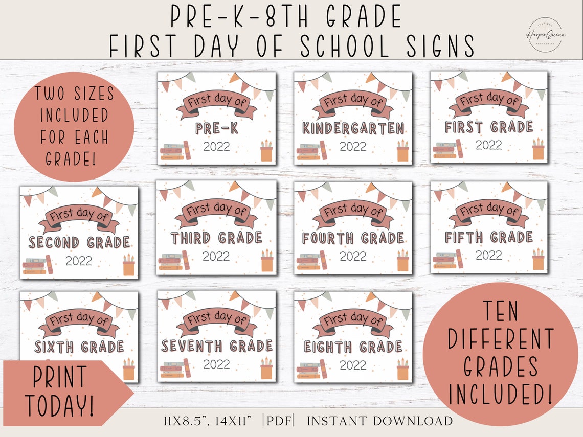 Printable Back to School Sign First Day of School Sign - Etsy