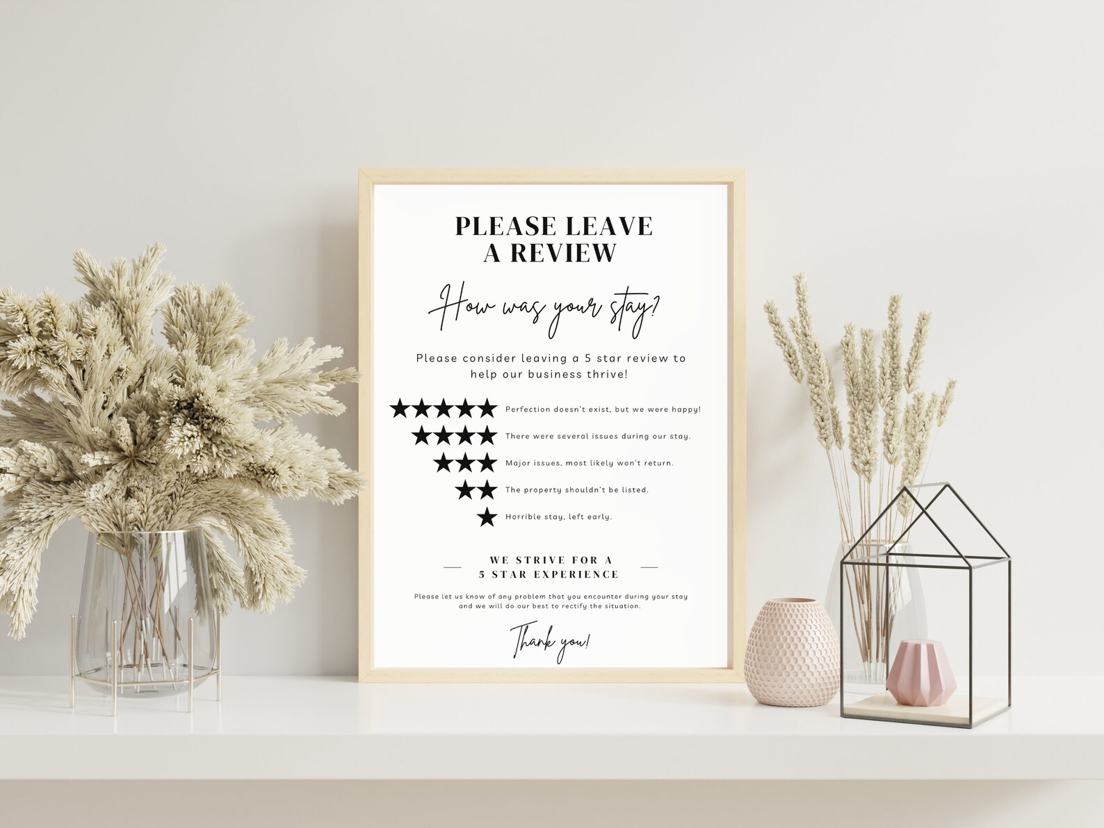 5 Star Rating Explanation Sign Template, Editable Airbnb Star Rating ...