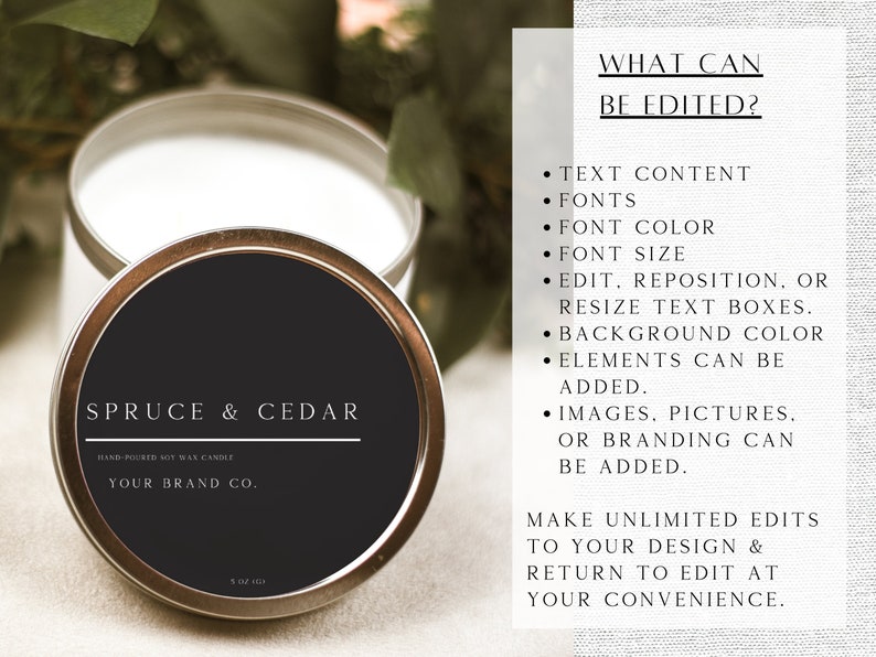 Round Candle Label Template Editable Candle Lid Sticker - Etsy