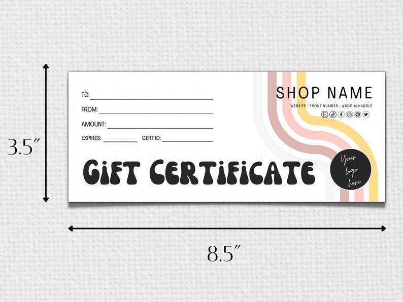 Retro Gift Certificate Template, DIY Printable Gift Voucher Certificate ...