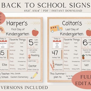Printable Editable Back to School Sign First Day of School - Etsy