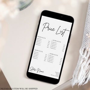 Price List Sign, Editable Price List Sign Printable, Beauty Hair Salon ...