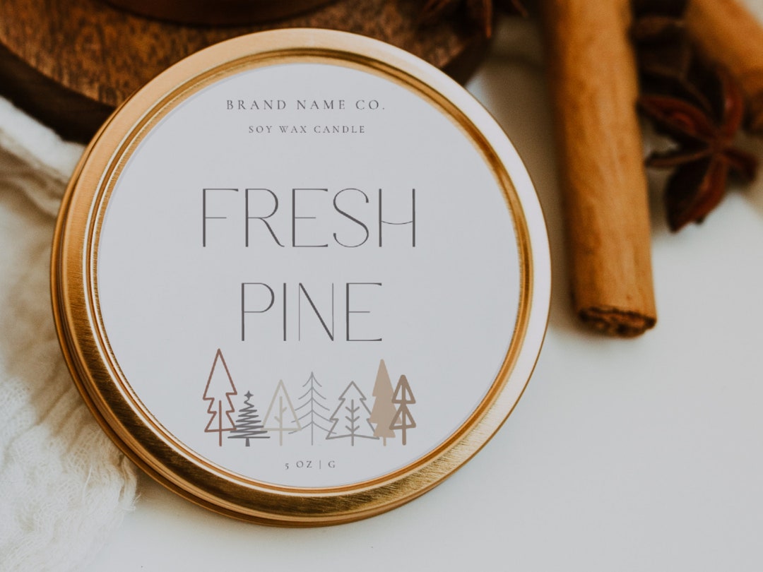 Holiday Round Candle Label Template, Editable Candle Lid Sticker Label ...