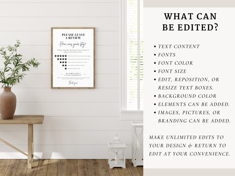 5 Star Rating Explanation Sign Template, Editable Airbnb Star Rating ...