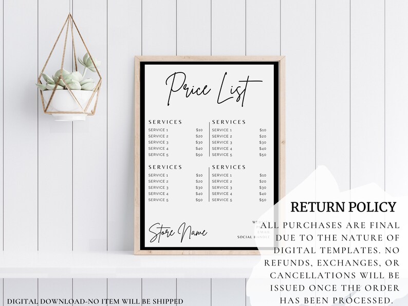 Price List Sign Editable Price List Sign Printable Beauty - Etsy