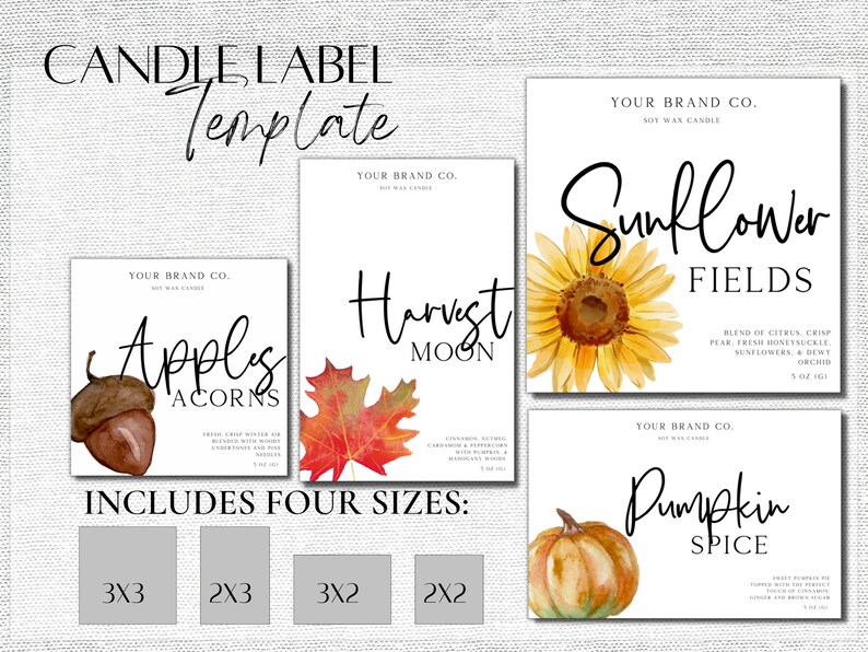 Fall Candle Label Template Editable Candle Label Design - Etsy
