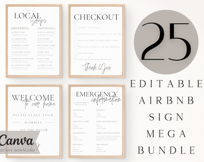 Airbnb Signs Set of 3, Airbnb Signage, Airbnb Sign Templates, Wifi ...