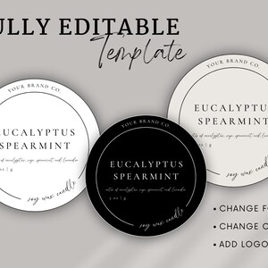 Round Candle Label Template, Editable Candle Lid Sticker Label, Pre ...